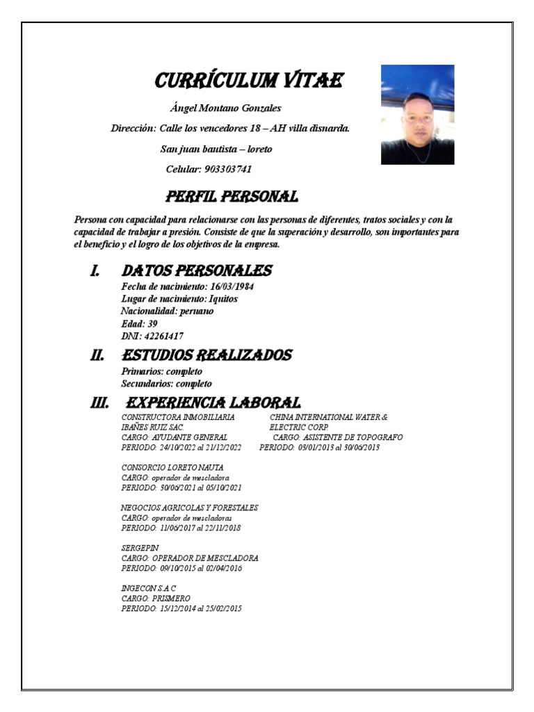 Currículum Vitae TIO ANGEL 2 | PDF