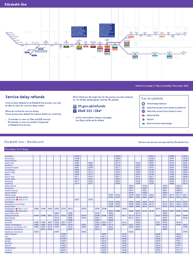 Elizabeth Line Timetable May 2023 | PDF | Public Transport | London