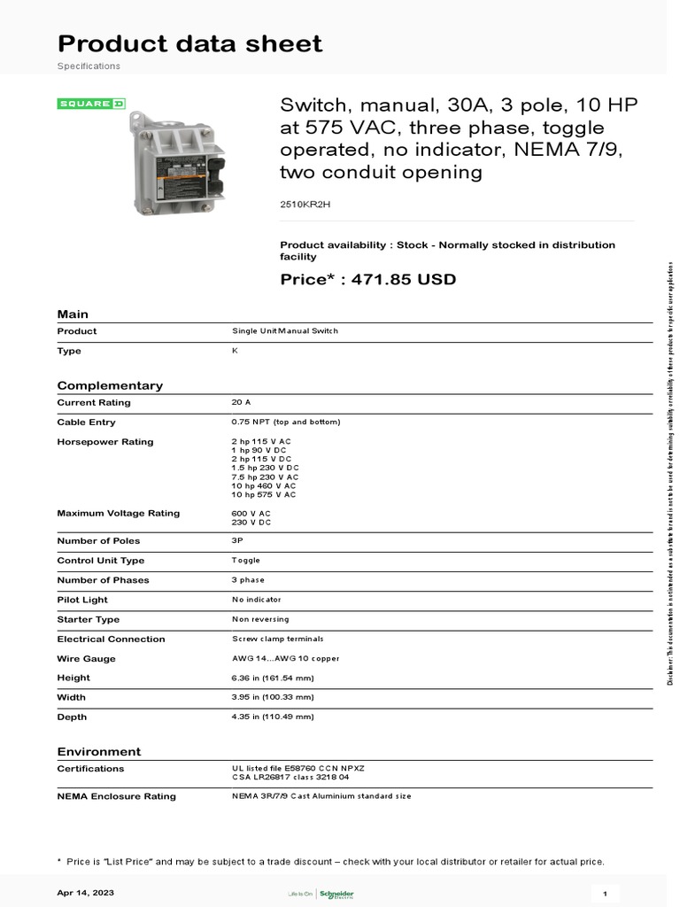 Type K Manual Switches - 2510KR2H | PDF | Electrical Engineering ...