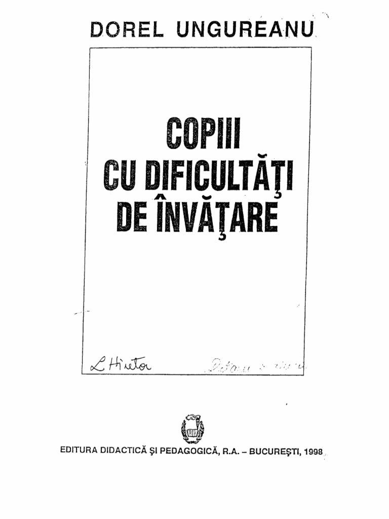 Dorel Ungureanu - Copii Cu Dificultati de Invatare | PDF