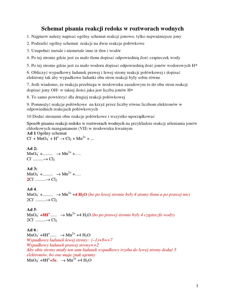 Pisanie Reakcji Redoks | PDF