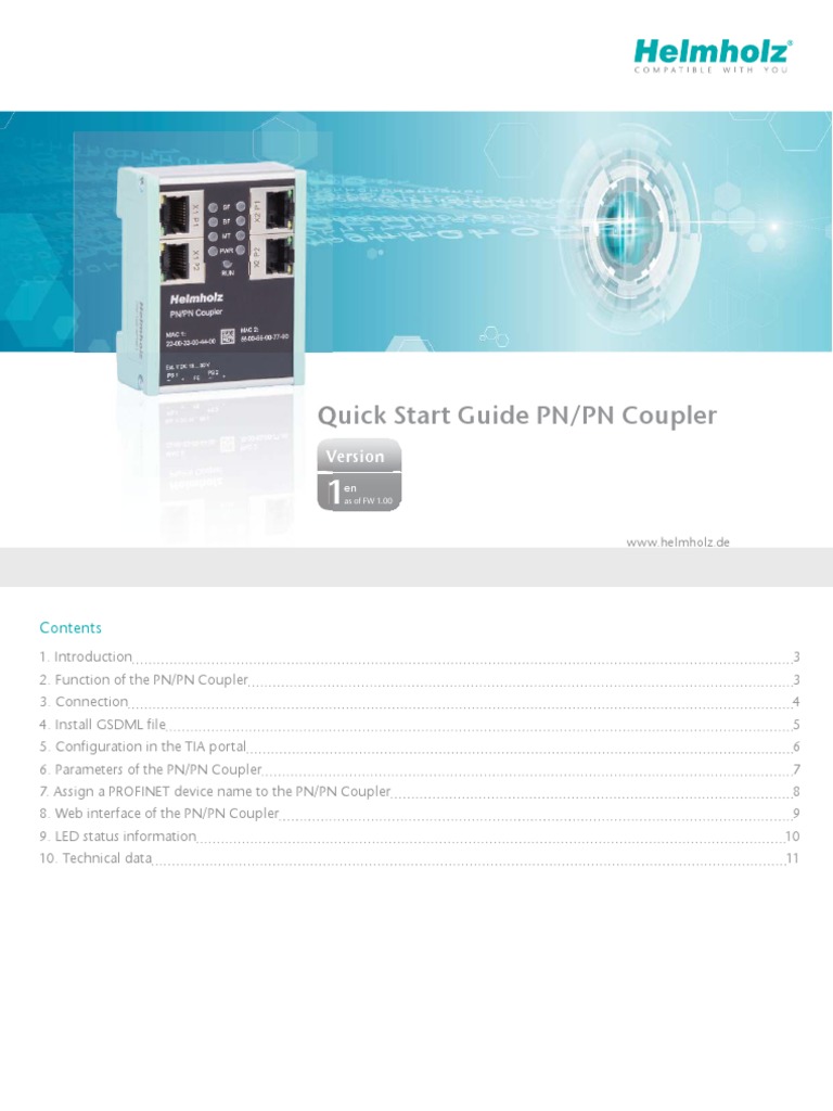 Quick Start Guide PN-PN Coupler v1 EN 08 2018 | PDF | Computer Hardware | Computer Science
