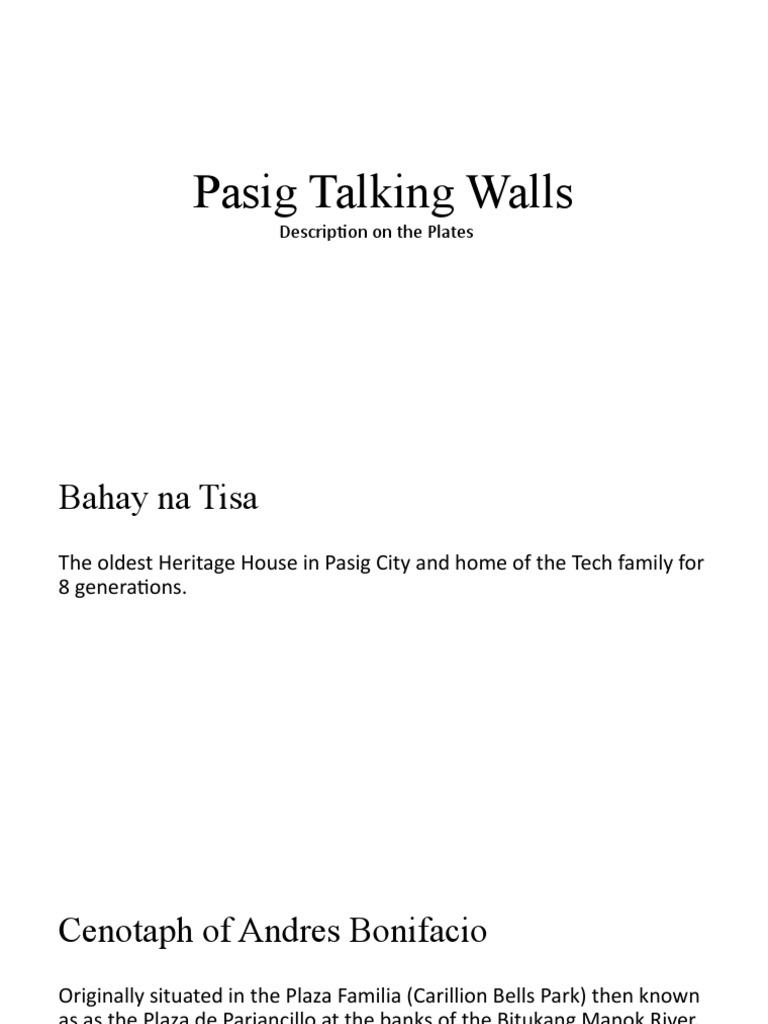Pasig Talking Walls Final Version Bahay Na Tisa and Bonifacio | PDF