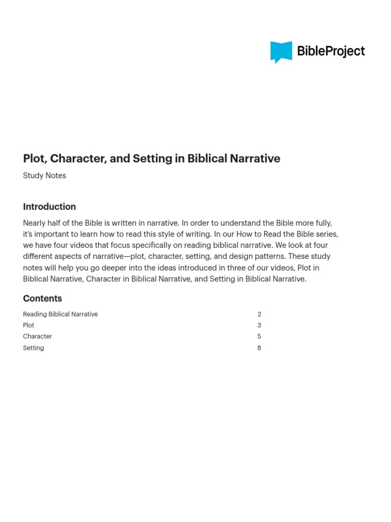 Plot Character Setting Narrative - Study Notes | PDF | Bible | Book Of ...
