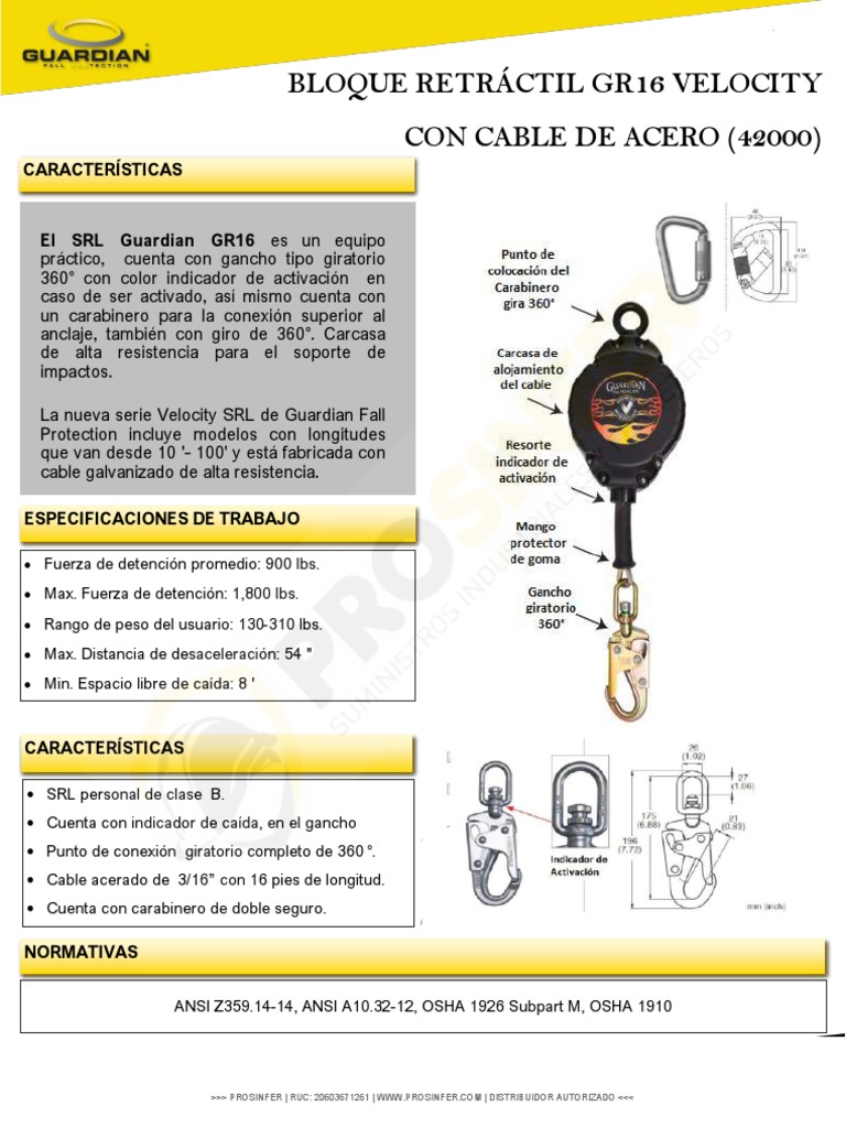 Bloque Retractil de 16 42000 Guardian Ficha Tecnica | PDF | Bienes ...