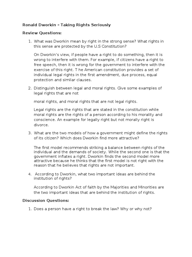 Ronald Dworkin - Taking Rights Seriously | PDF