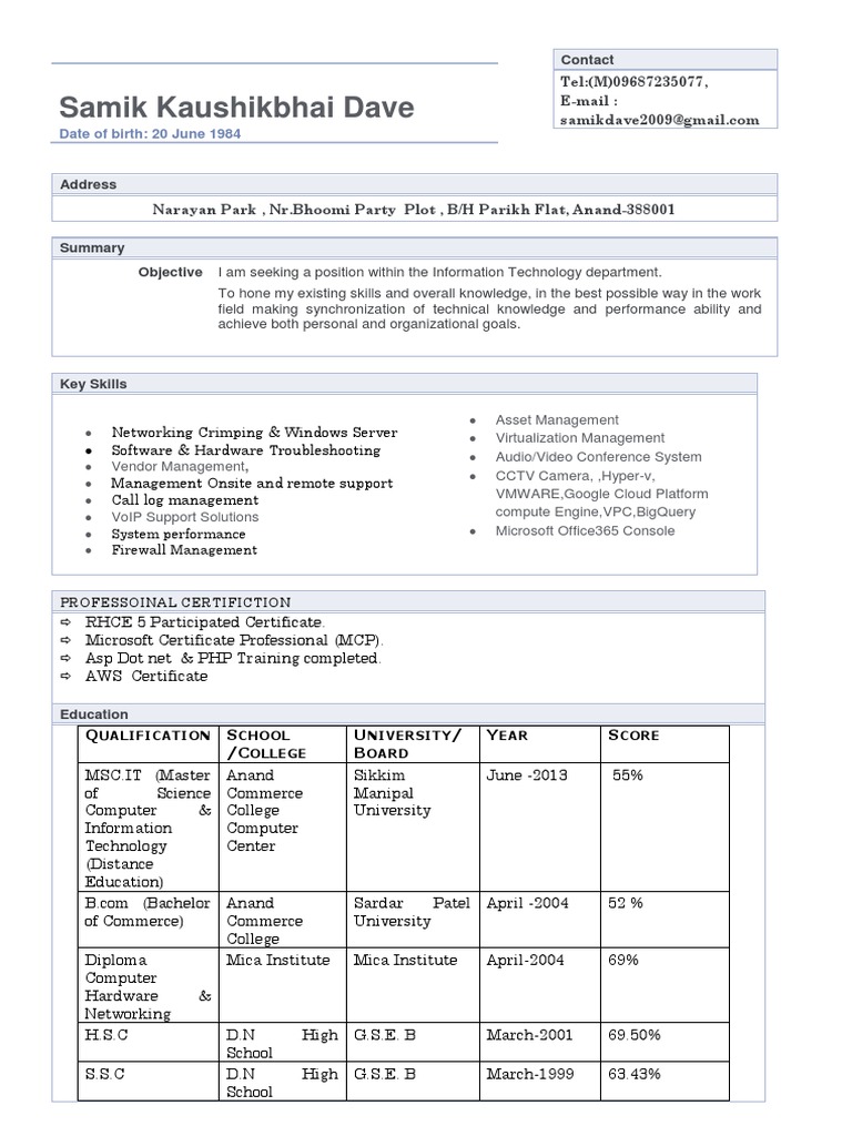 Samik Resume8 | PDF | Microsoft Windows | Operating System