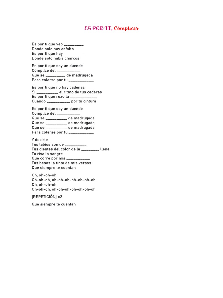 ES POR TI, Cómplices | PDF