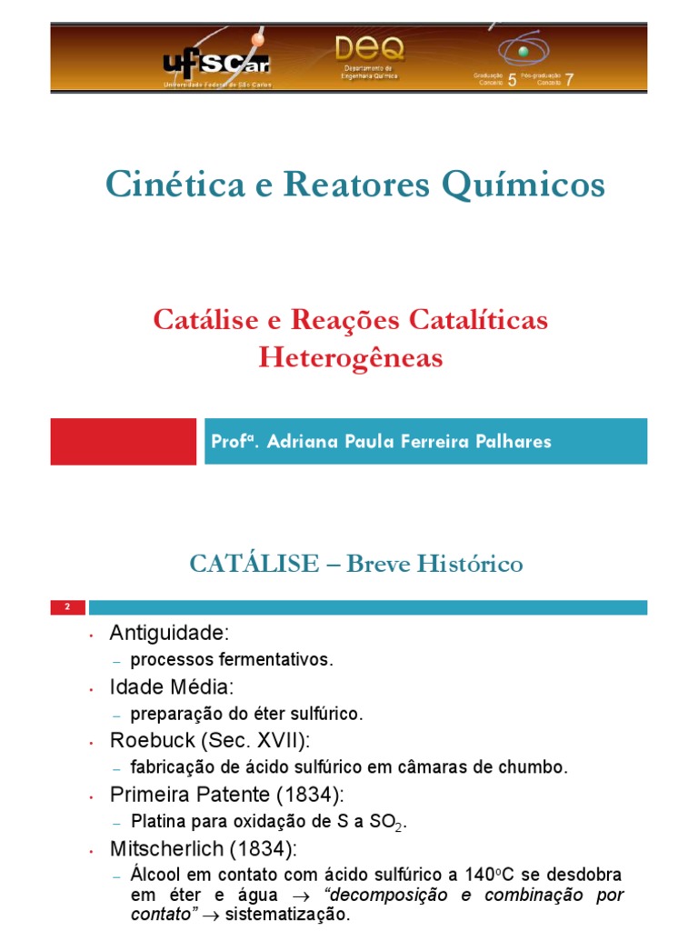 CATÁLISE | PDF | Catálise | Reações químicas