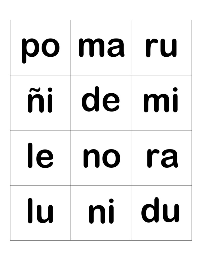 Lotería de Sílabas | PDF