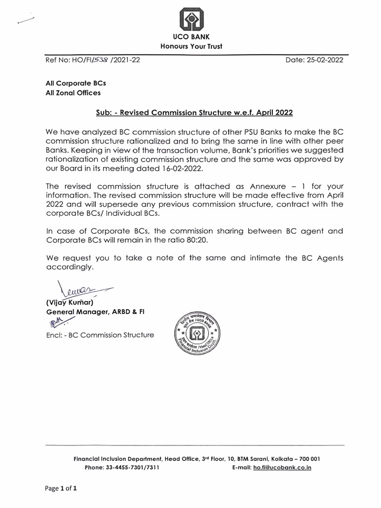 Revised Commission Structure Wef April 2022 | PDF
