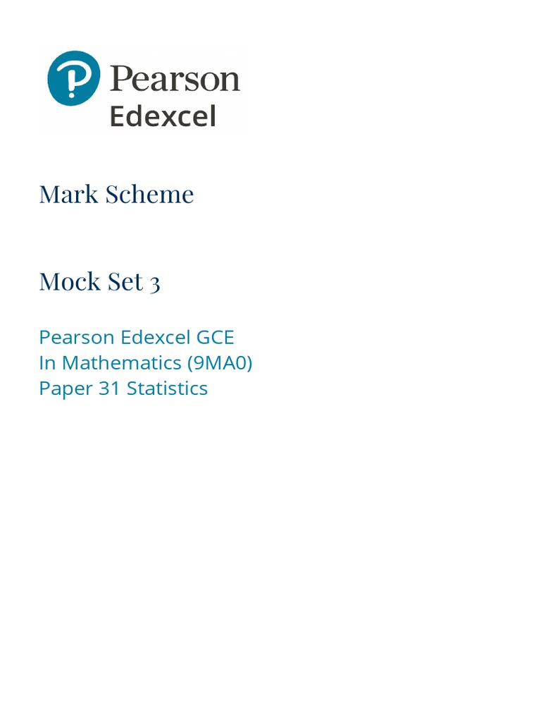 9MA0-31 AL Maths Paper 31 Statistics Mock Set 3 Mark Scheme PDF | PDF