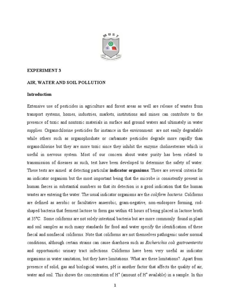 Experiment 3 - Air, Water and Soil Pollution | PDF