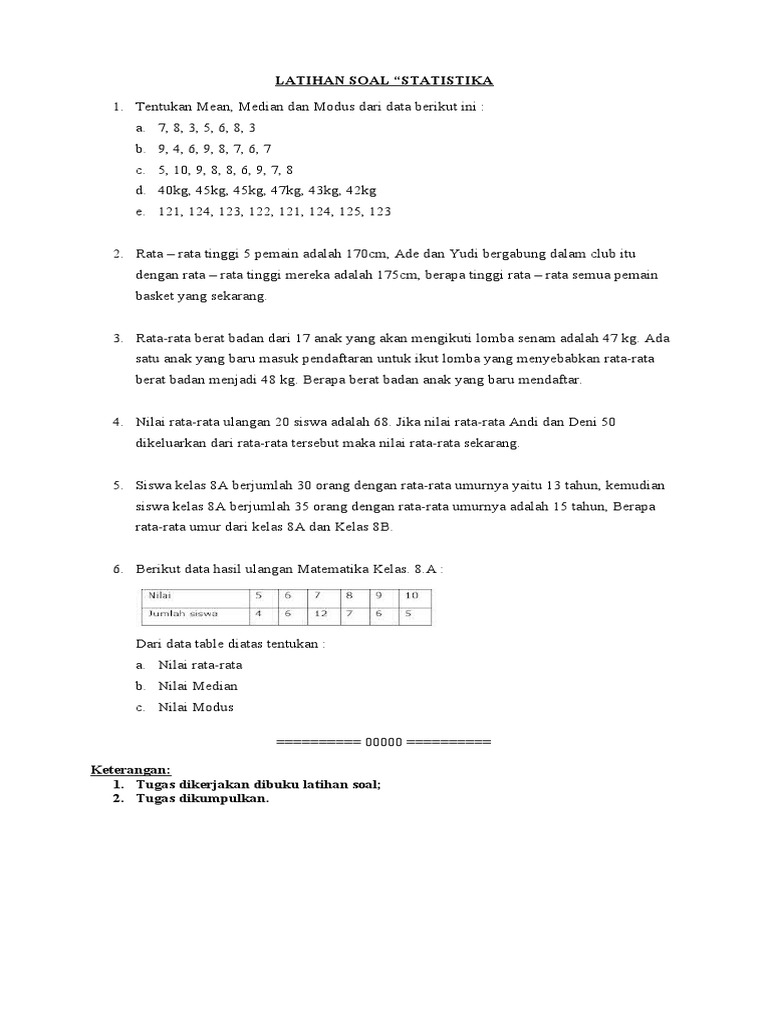 Latihan Soal Statistika Kelas.8 | PDF