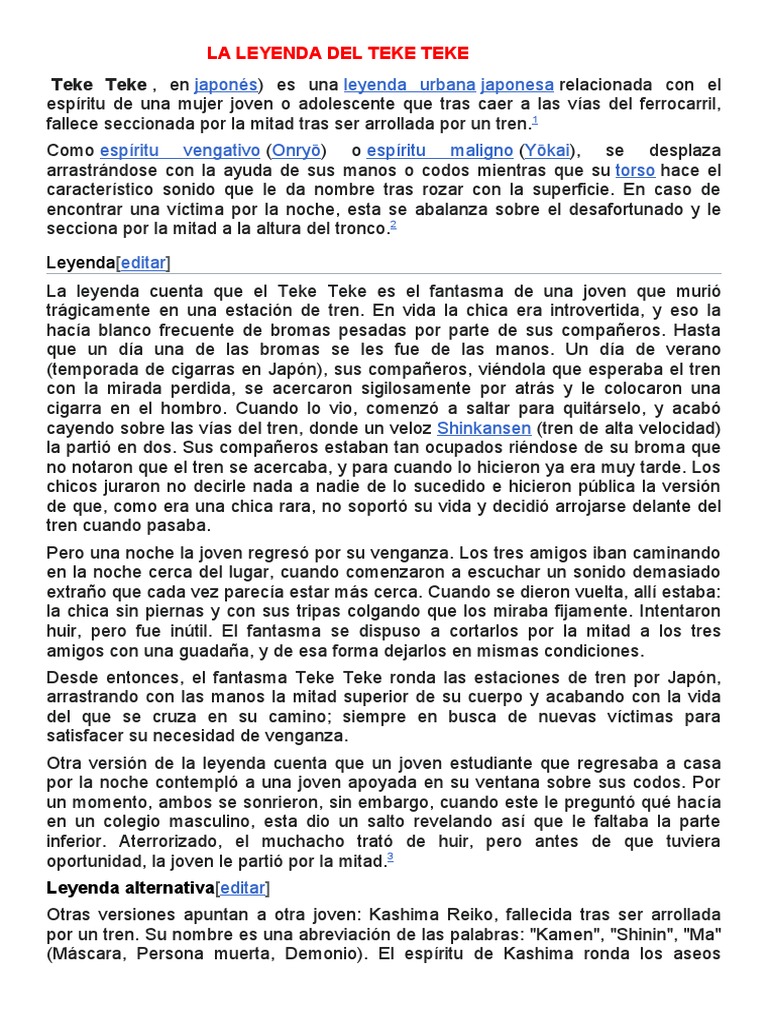 La Leyenda Del Teke Teke | PDF