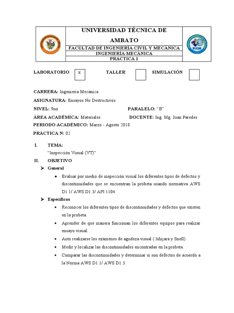 Informe de Ensayo Visual | PDF