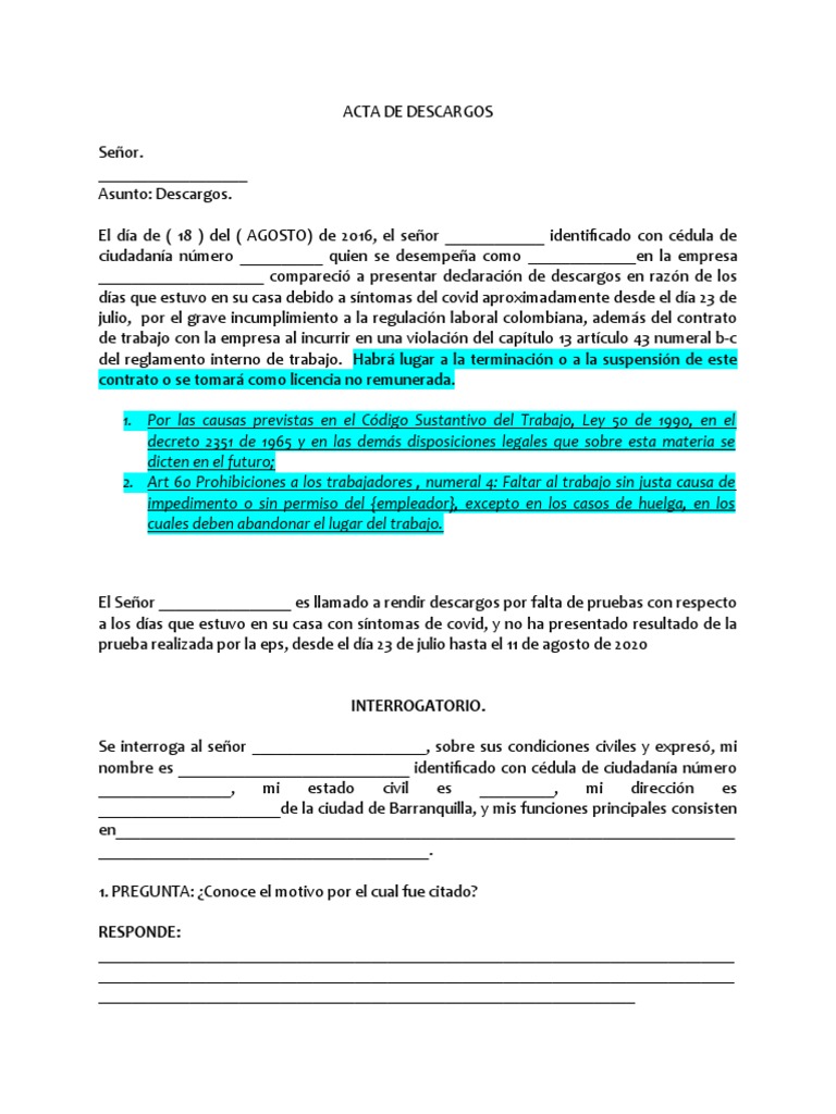 Acta de Descargos | PDF | Gobierno | Justicia