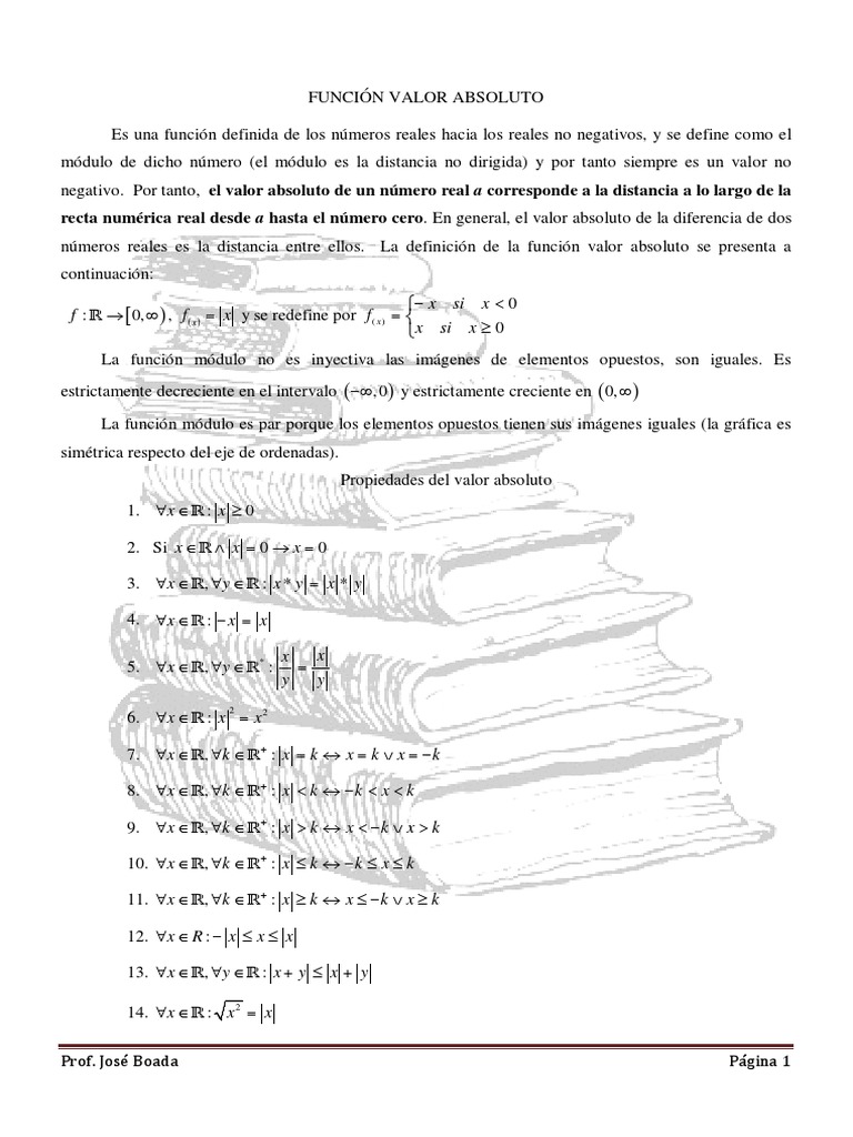 Propiedades y Gráficas del Valor Absoluto | PDF | Función (Matemáticas ...