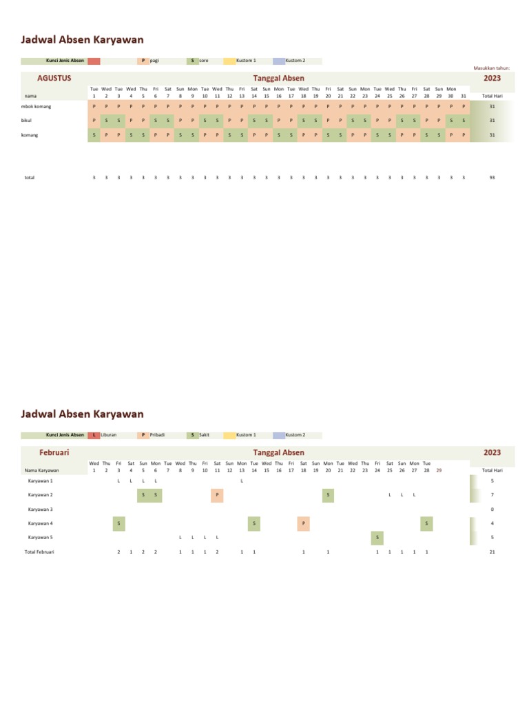 Jadwal Karyawan Kerja Shift | PDF