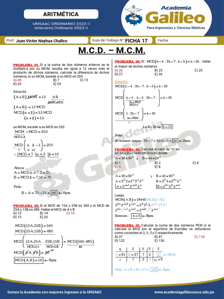 MCD MCM Virtual | Descargar gratis PDF | Matemáticas discretas ...