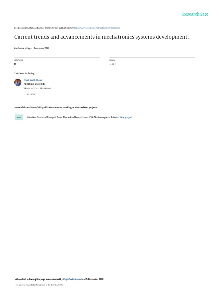 2-Current Trends and Advancements in Mechatronics | Download Free PDF | Mechatronics | Engineering