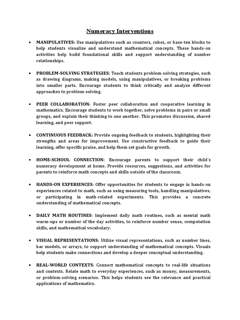 Best-Practices-Numeracy-and-Literacy-Interventions | PDF | Phonics ...