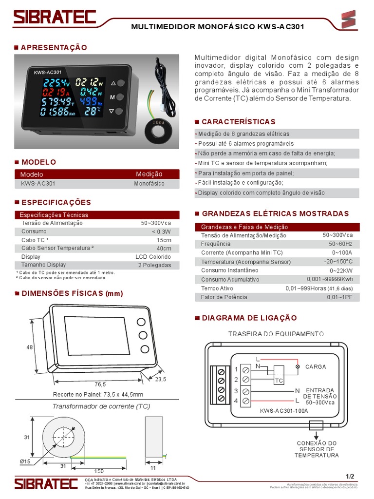 Manual do Multimedidor KWS-AC301 | PDF | Eletricidade | Engenharia Elétrica