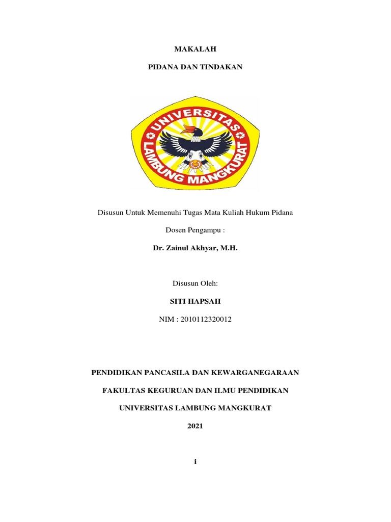 Siti Hapsah 2010112320012 (Tugas Hukum Pidana) | PDF