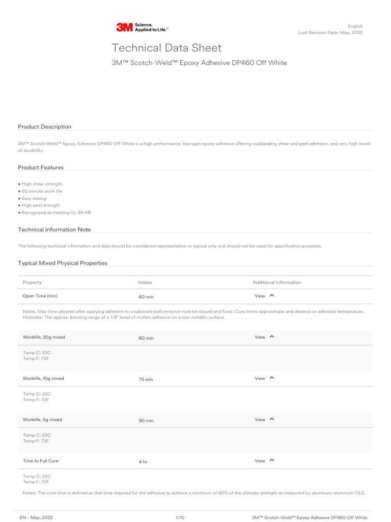 3M™ Scotch-Weld™ Epoxy Adhesive DP460 Off White - 20230718 | PDF ...