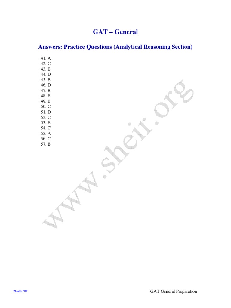 GAT Analytical Reasoning Prep | PDF