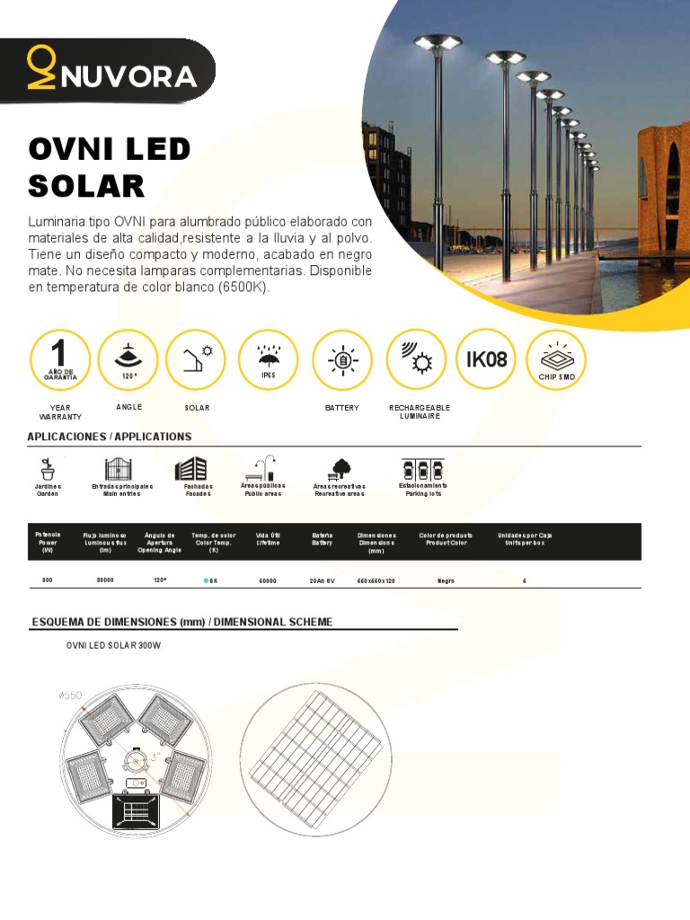 Nuvora Ovni LED SOLAR | PDF | Cantidad | Ligero
