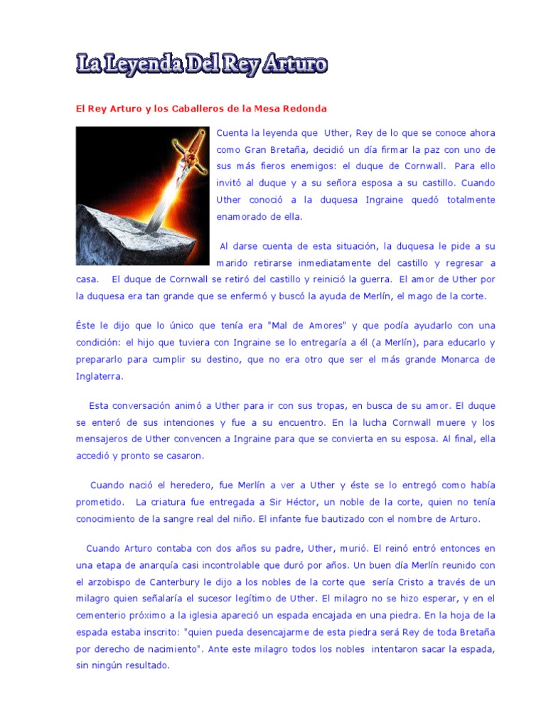 La Leyenda Del Rey Arturo | PDF | Rey Arturo | Esmerejón
