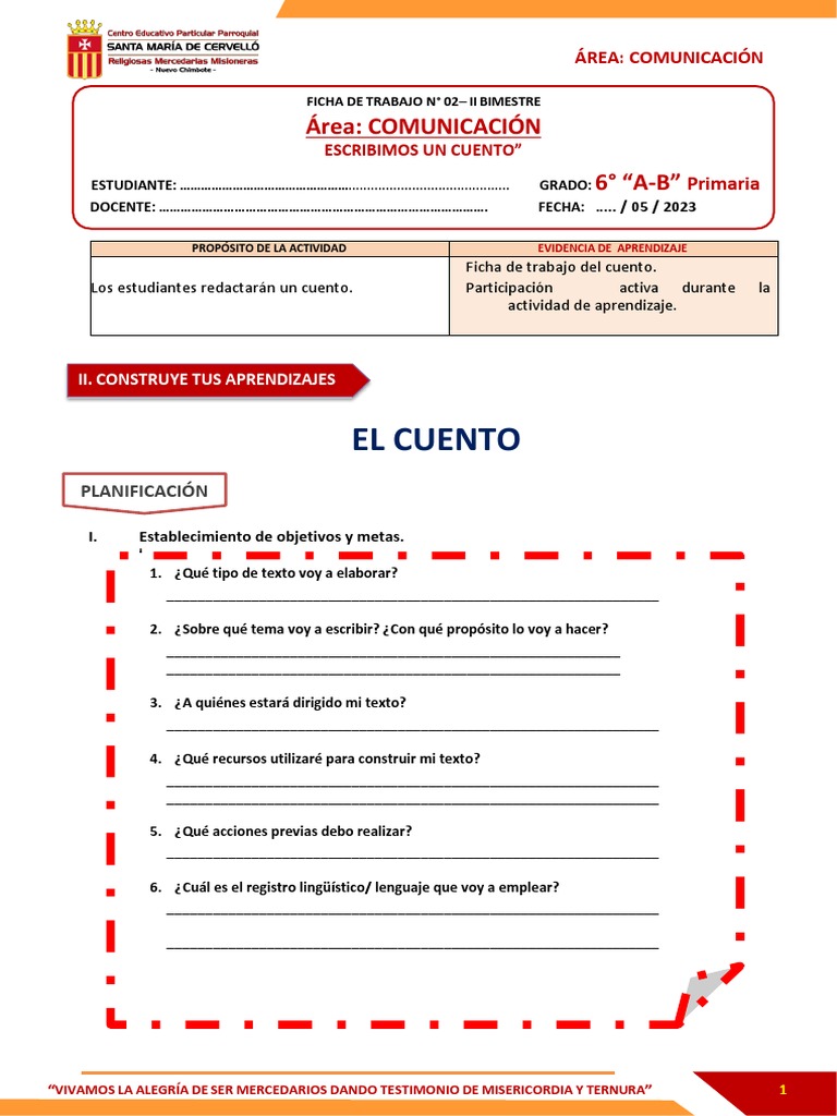Ficha 02 Redactamos Un Cuento | PDF
