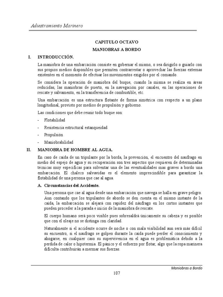 008 Octavo Capitulo Maniobra Buque Pdf Combustión Buques