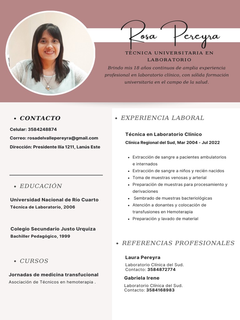 Curriculum Rosi | PDF | Transfusión de sangre | Ciencias de la Salud