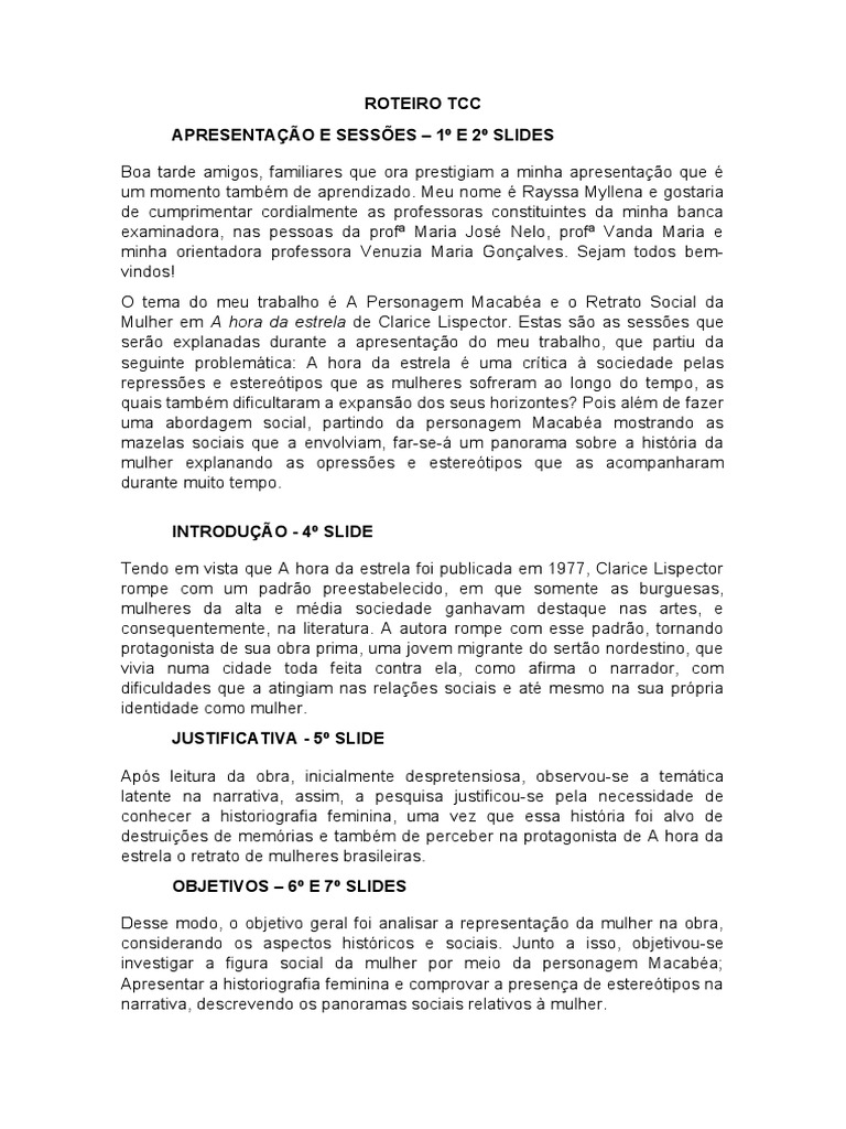 ROTEIRO TCC | PDF