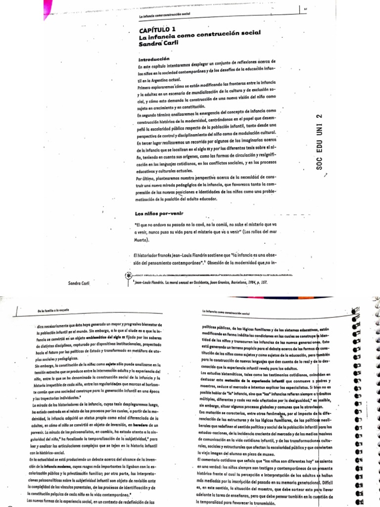 Carli La Infancia Como Construccion Social | PDF | Exclusión social | Experiencia