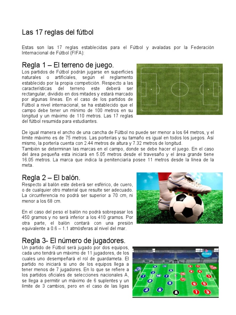 Las 17 Reglas Del Fútbol Con Modificaciones | PDF | Asociación de ...