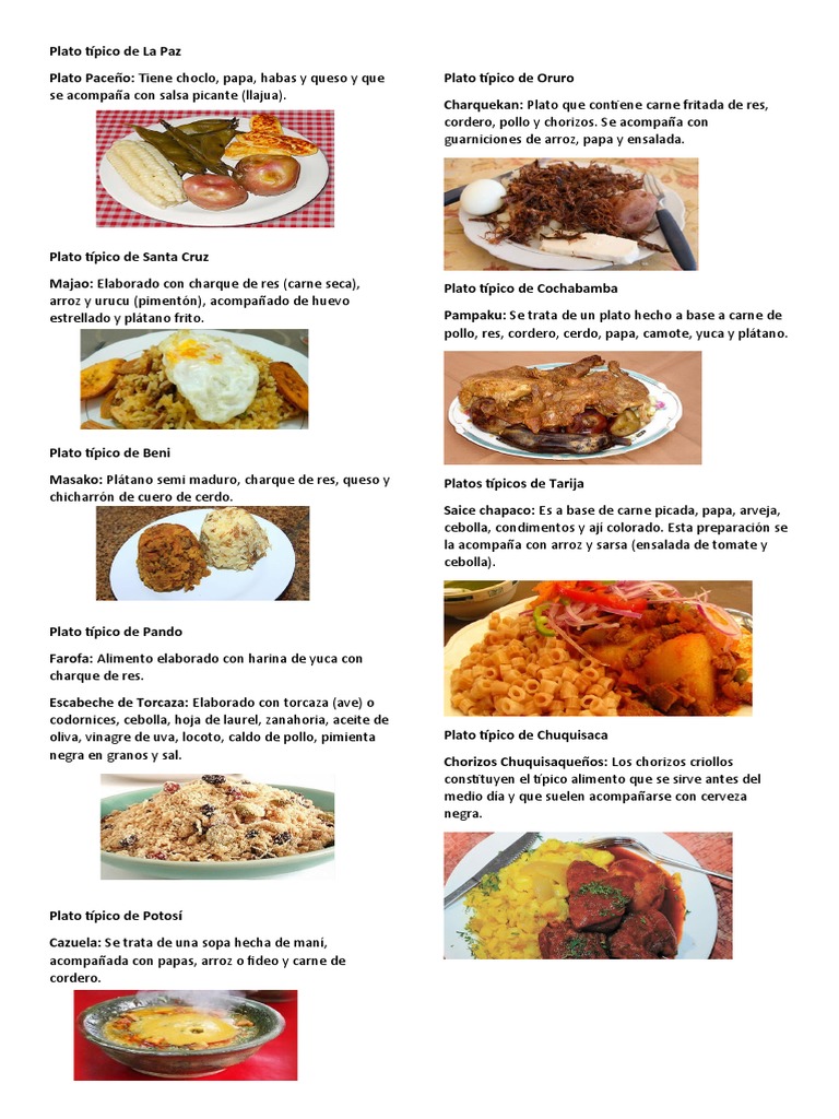 Plato Tipico Por Departamento de Bolivia | PDF