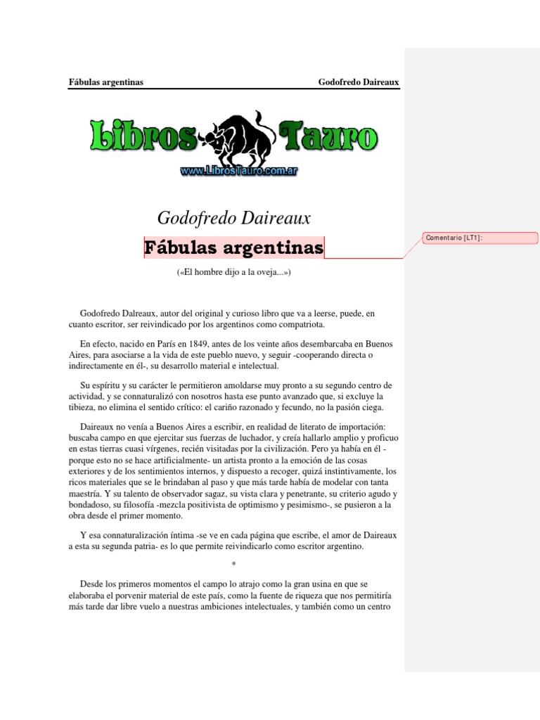 Daireaux, Godofredo - Fabulas Argentinas | PDF