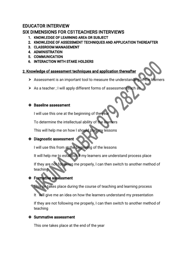 EDUCATOR INTERVIEW Dimensions (1) - 1 | PDF EDUCATOR INTERVIEW Dimensions (1) - 1 | PDF
