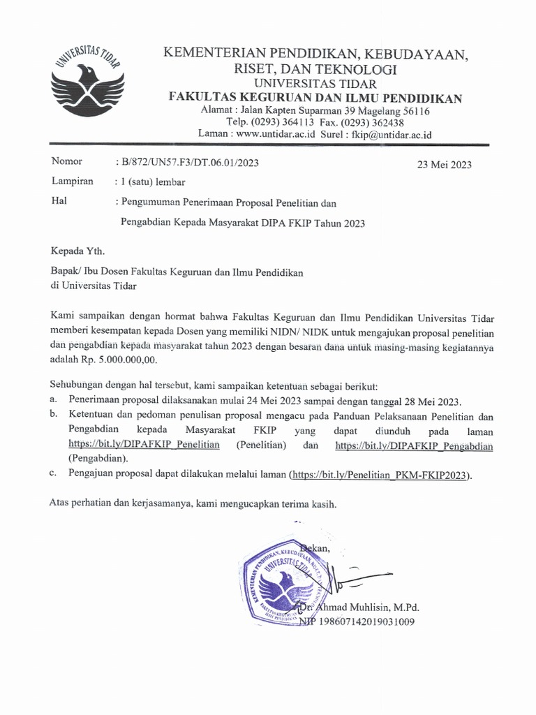 Surat Dana DIPA Fakultas | PDF