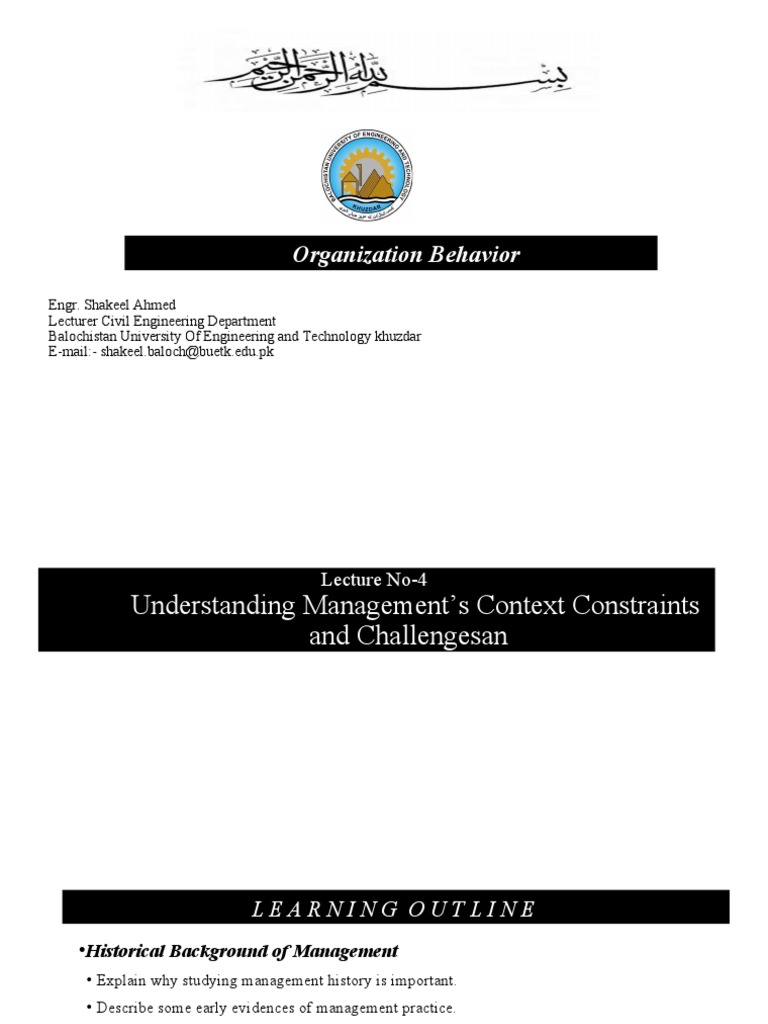 4.lecture No - 4 Understanding Management's Context Constraints and Challenges | PDF | System ...