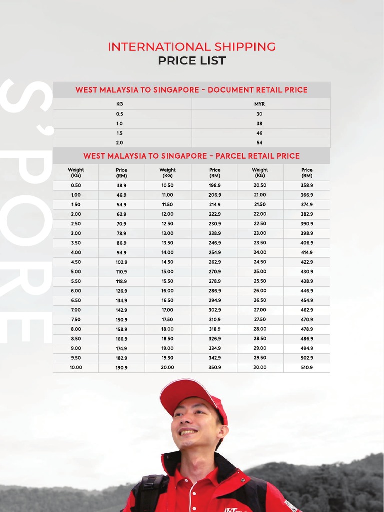 J&T Shipping Rate - Singapore | PDF