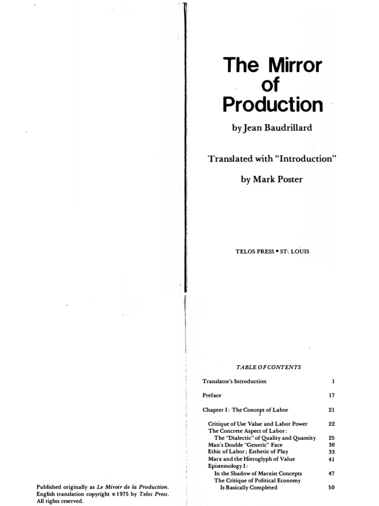 Baudrillard - The Mirror of Production | PDF | Social Science