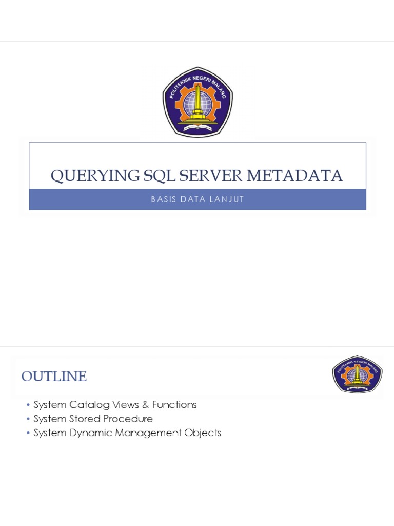 Querying SQL Server Metadata | PDF | Teknologi & Rekayasa