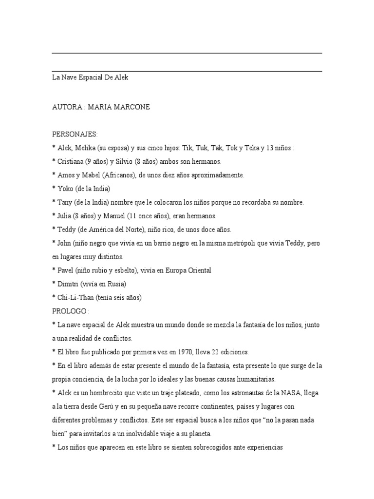 La Nave Espacial de Alek | PDF
