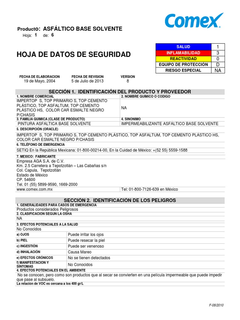 Solvente D500 en Asfáltico Base Solvente | PDF | Dióxido de carbono ...