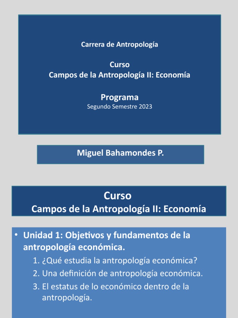 Programa Curso Antropología Económica | PDF