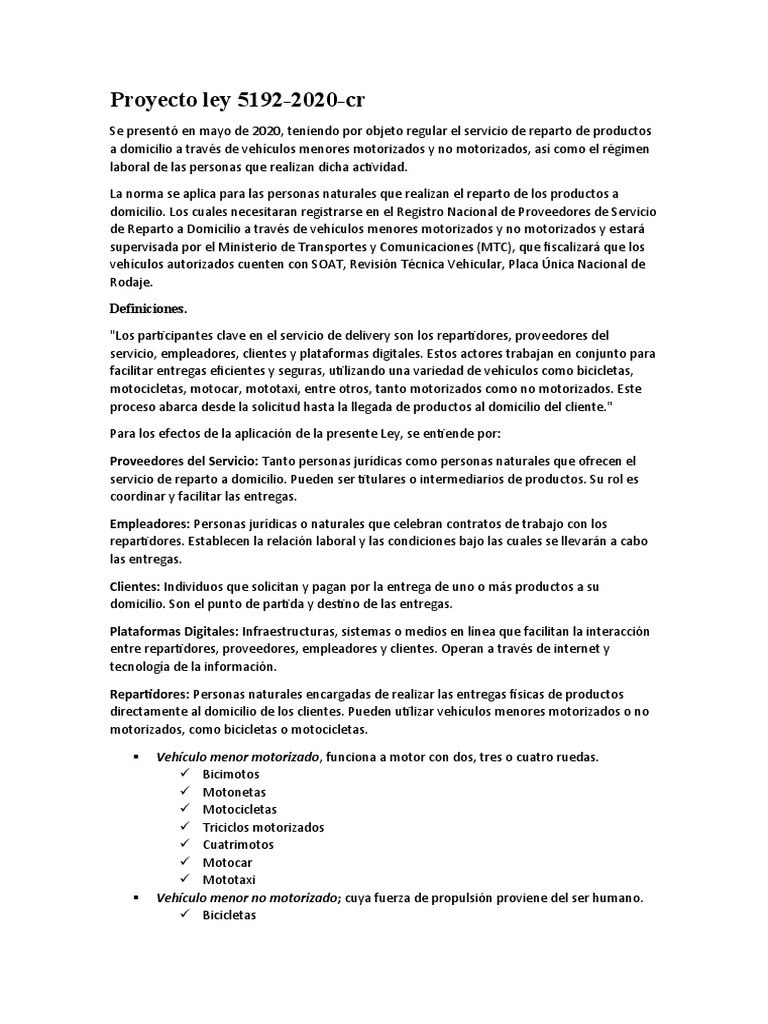 Proyecto Ley 5192 EXPO SERVICIOS | PDF